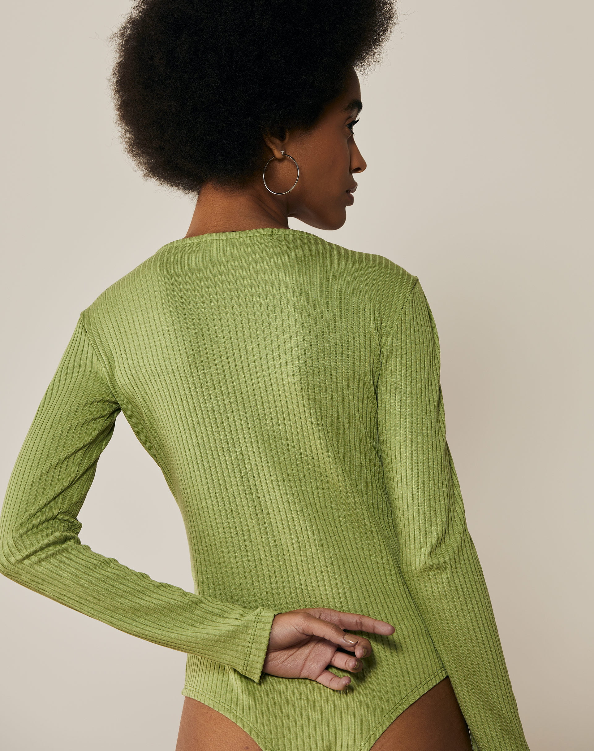 Body Manga Longa Decote V - Ladies Shop