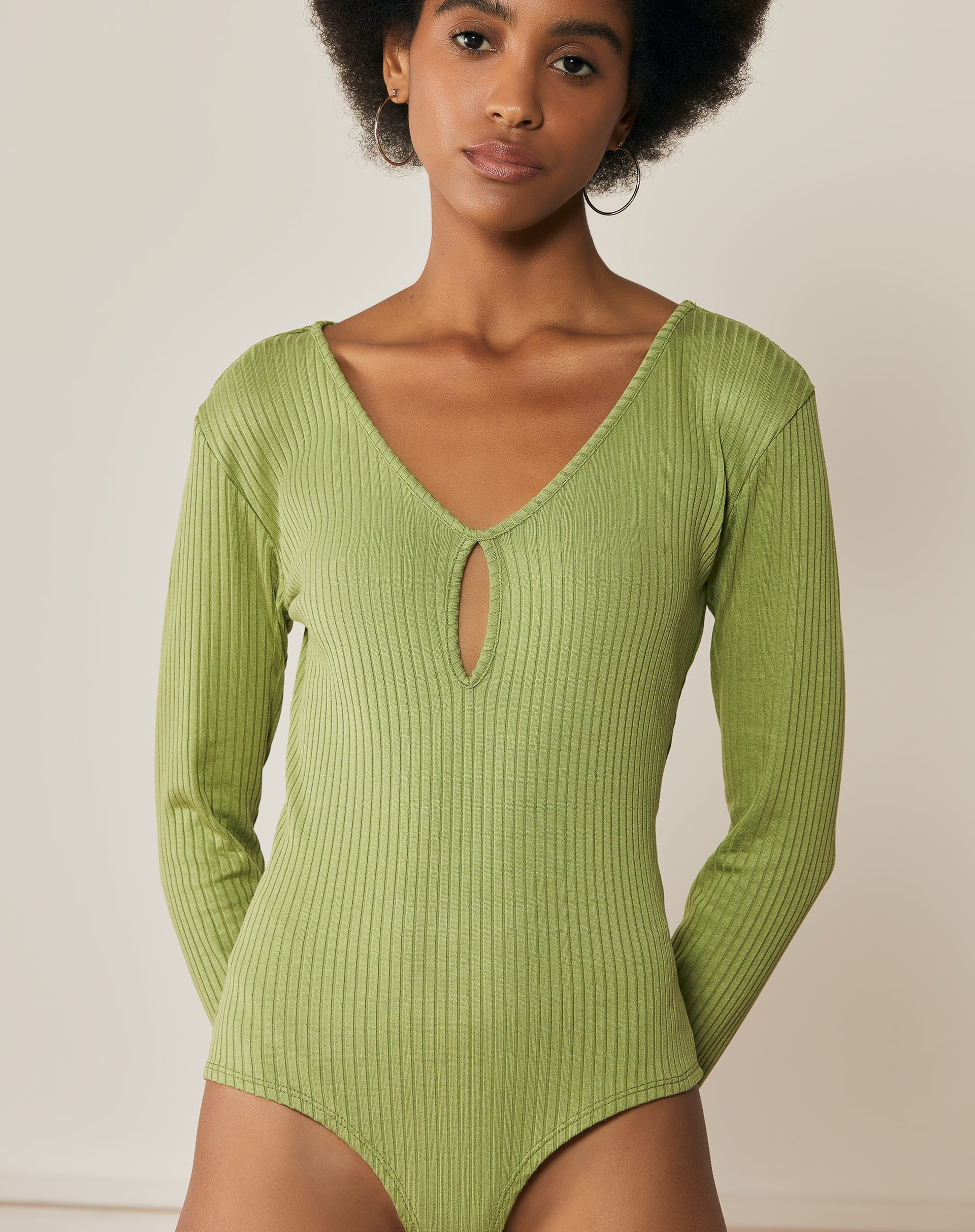 Body Manga Longa Decote V - Ladies Shop